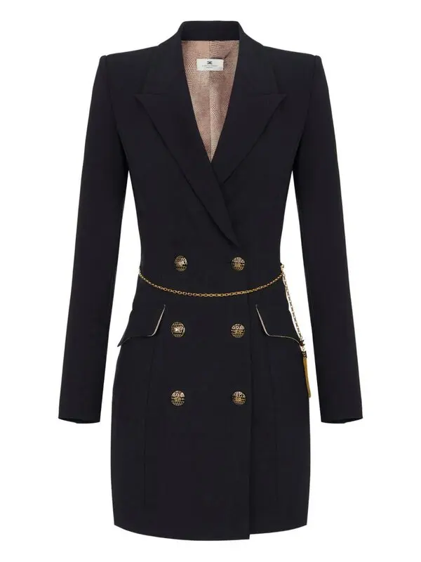 Elisabetta Franchi Double-breasted Dress With Chain Belt - Black