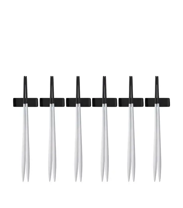 BUGATTI Set Of 6 Stainless Steel Ares Chopsticks - White