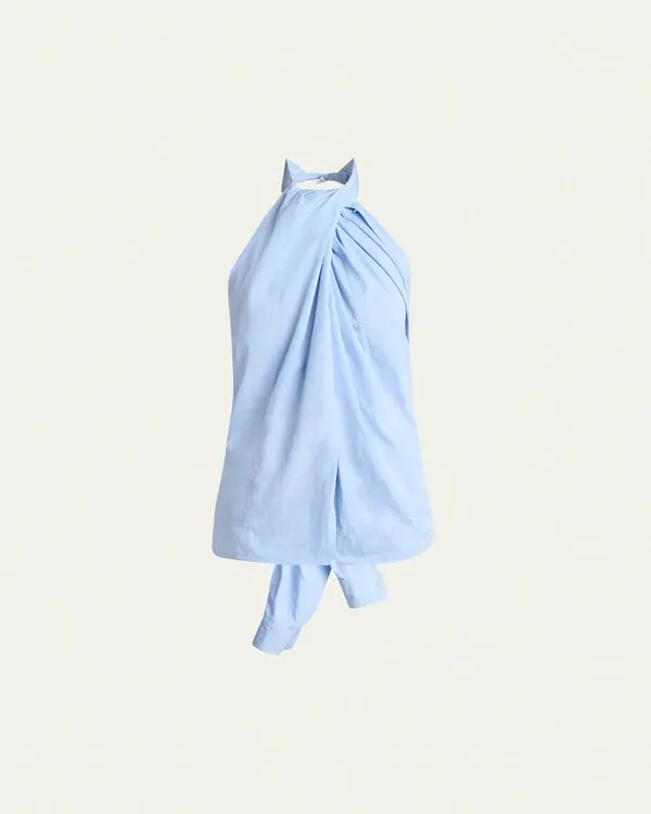 Stella McCartney Halterneck Poplin Top - Sky Blue
