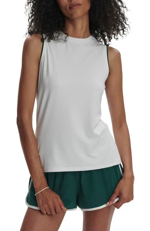 Varley Darton Performance Tank - White/ Forest