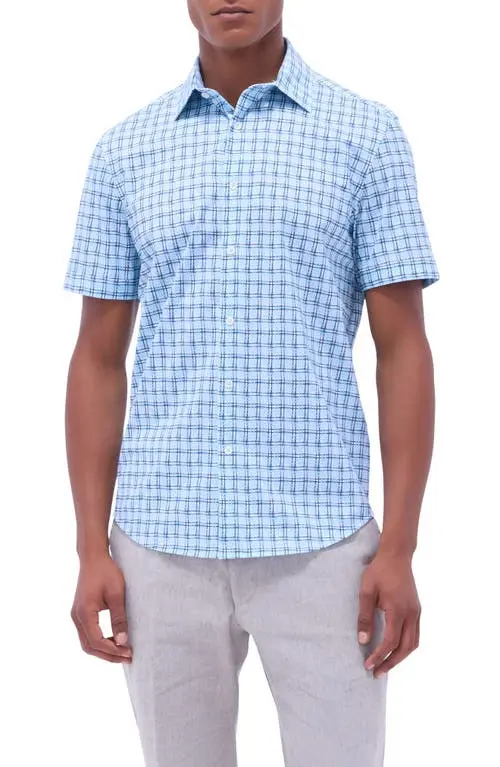 Bugatchi Miles Ooohcotton® Windowpane Short Sleeve Button-up Shirt