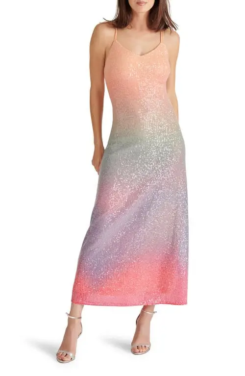 Steve Madden Catania Sequin Maxi Slipdress - Coral Multi