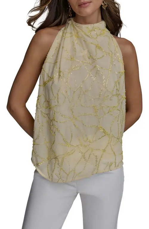 Donna Karan New York Embellished Cutaway Shoulder Top
