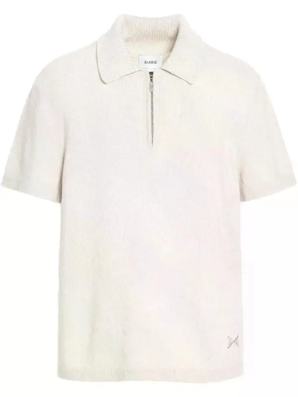 BARRIE Zip-neck Polo Top - White