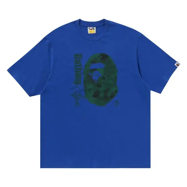 BAPE Floral Solid Camo Ape Head Relaxed Fit Tee - Blue