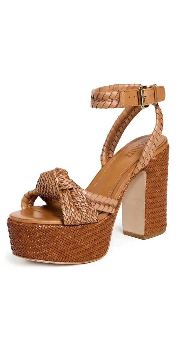Schutz Khari Platform Heels - Cuoio Brown