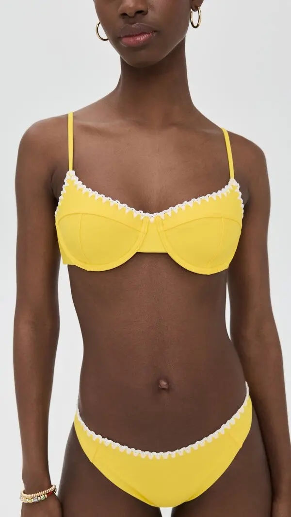 Ramy Brook Emmeline Bikini Top - Lemon Drop/white Crochet