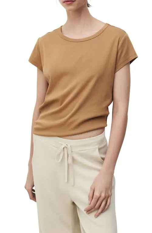 Mango Fitted Crewneck T-shirt - Mustard