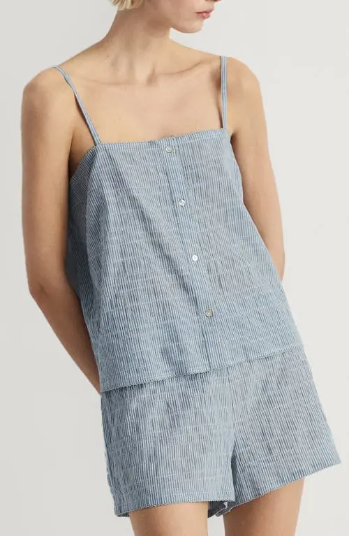 Mango Stripe Seersucker Short Pajamas - Mint Green