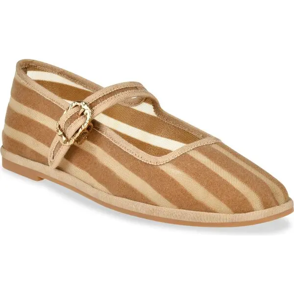 Dolce Vita Tameka Mary Jane Flat - Tan Stripe Mesh