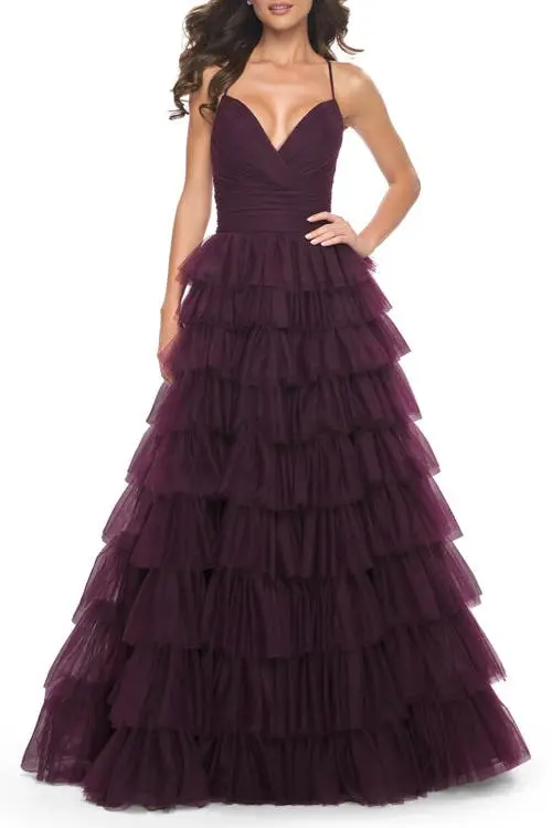 LABOMME A-line Tulle Gown With Slit