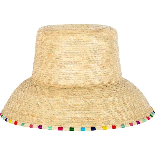 SUNSHINE TIENDA Roselia Palm Straw Bucket Hat - Multi Stripe