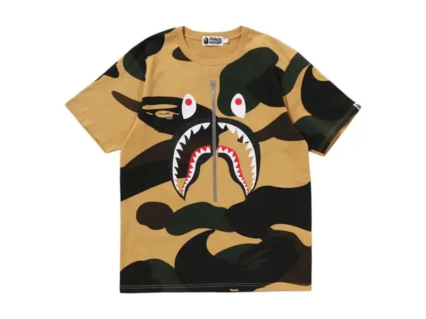BAPE Giant 1st Camo Shark Tee Shirt - Yellow