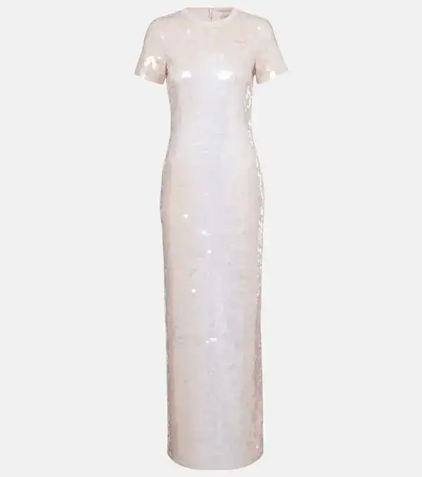 Sportmax Sequined Jersey Maxi Dress - White | Editorialist