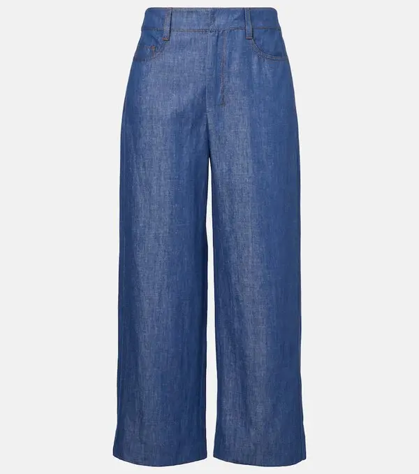 Max Mara Dante Cotton And Linen Twill Wide-leg Pants
