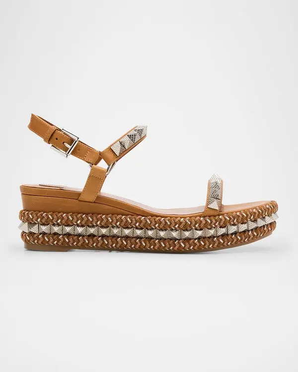 CHRISTIAN LOUBOUTIN Pyraclou Wedge Sandals - Terra