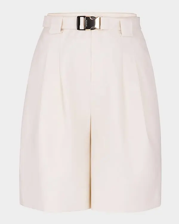NICHOLAS Belinda Belted Wide-leg Knee Length Shorts - Ivory