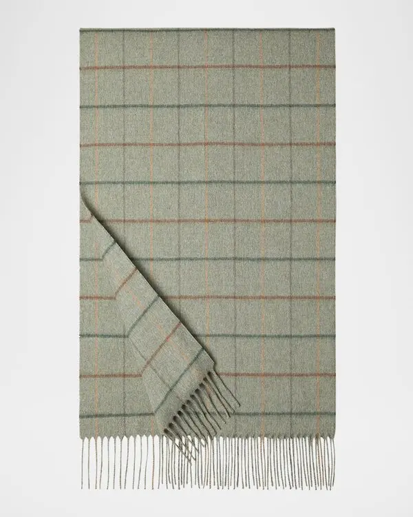 Loro Piana Belt Check-print Cashmere Scarf - F7ci Green Rust Melon