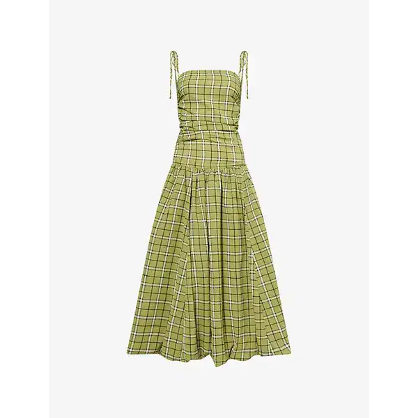 green maternity cocktail dress Wishlist Tartan Smocked Midi Dress Red/Green / Medium main image 1