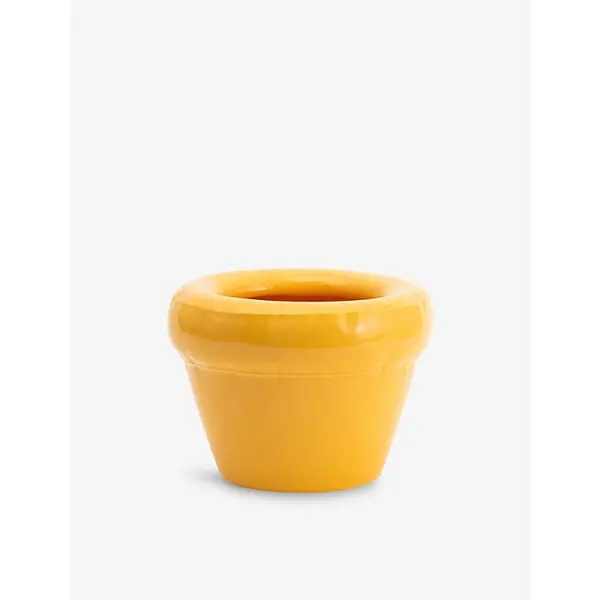 HOME STUDYO Pierre Ceramic Planter 25cm - Yolk Yellow Gloss