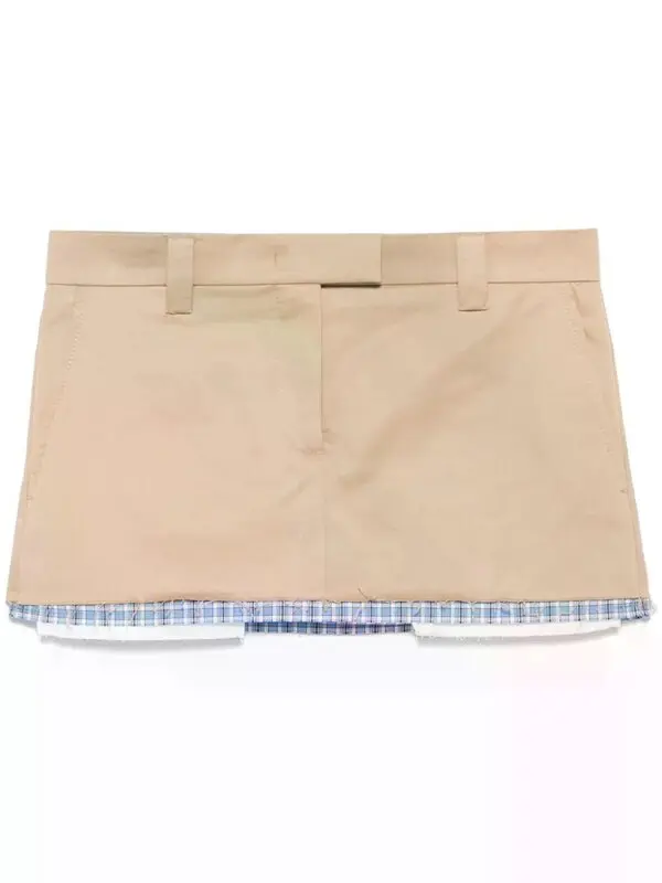Miu Miu Contrasting-trim Mini Skirt - Neutrals