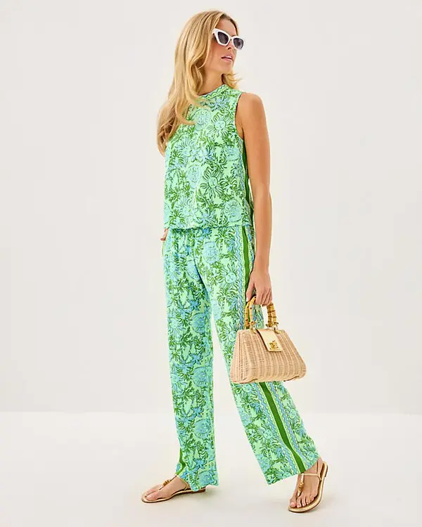 Lilly Pulitzer 32' Bal Harbour Palazzo Pant - Cool Mint Catchin Rays Engineered Pant