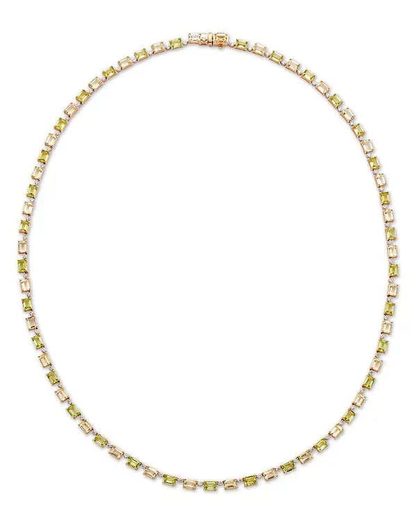 Bloomingdale'S Peridot, Lemon Quartz & Diamond Collar Necklace