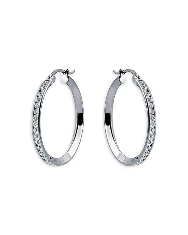 Aqua Cubic Zirconia Hoop Earrings
