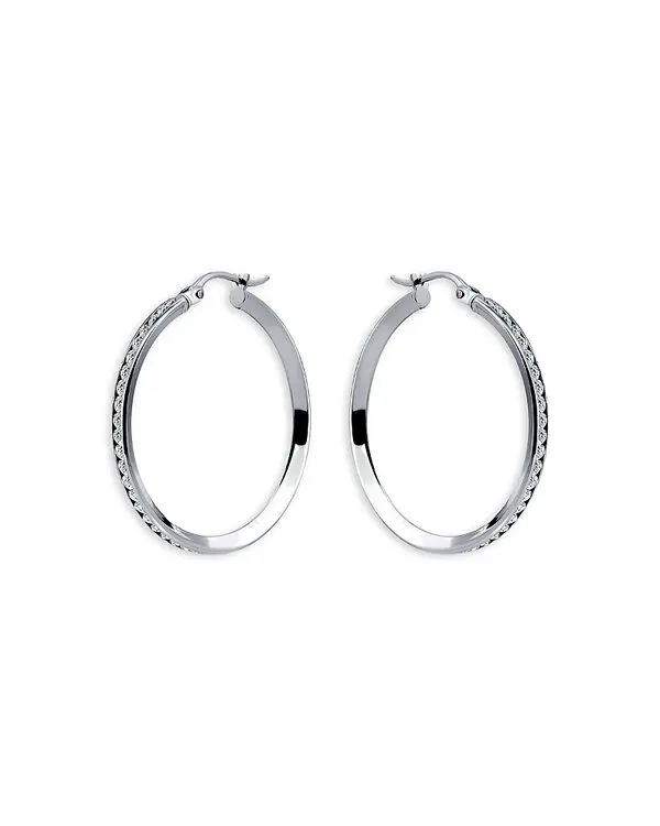 Aqua Cubic Zirconia Hoop Earrings