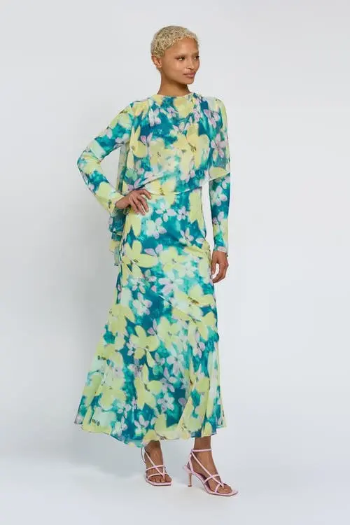 DASKA Ali Floral-print Maxi Dress - Blur Print