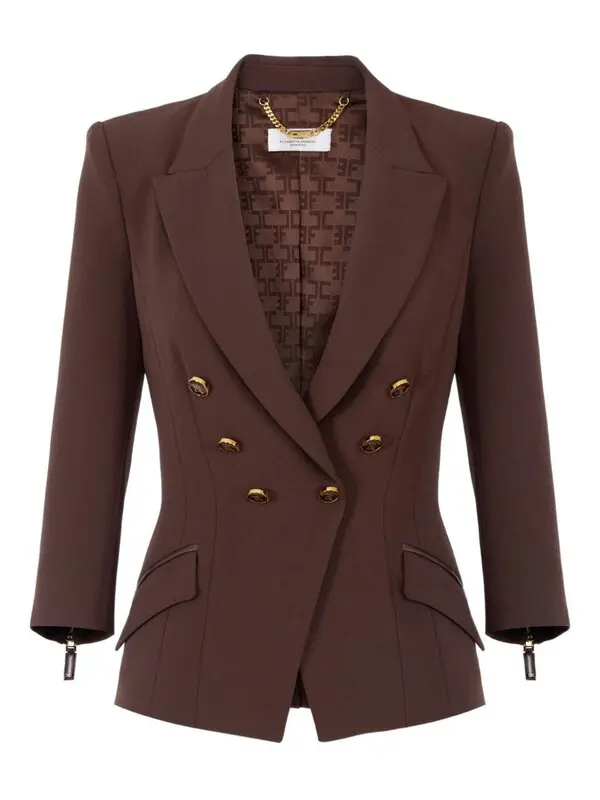 Elisabetta Franchi Double-breasted Jacket - Brown
