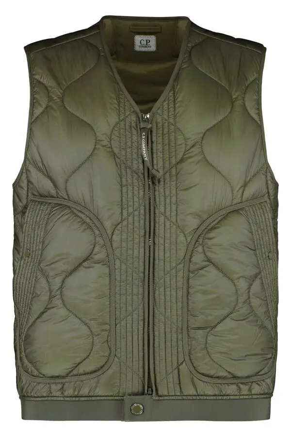 C.P. COMPANY Full Zip Down Vest - Green