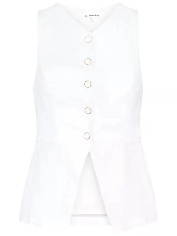 REFORMATION Aspen Linen Top - White
