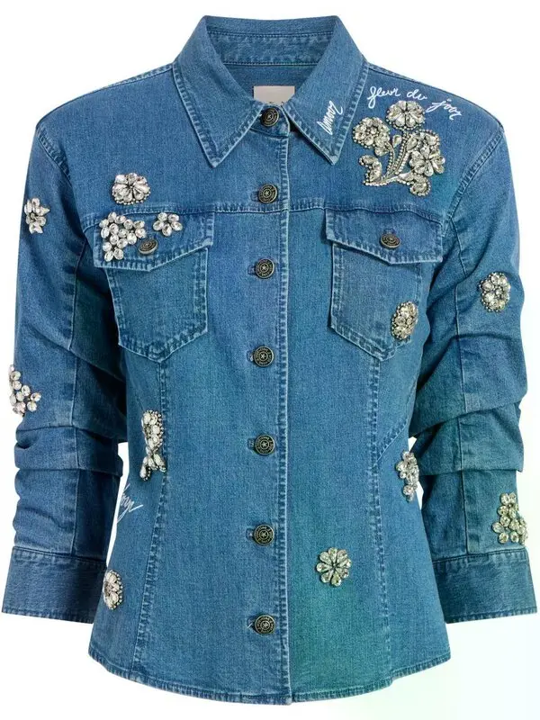 Cinq À Sept Crystal-embellished Denim Jacket