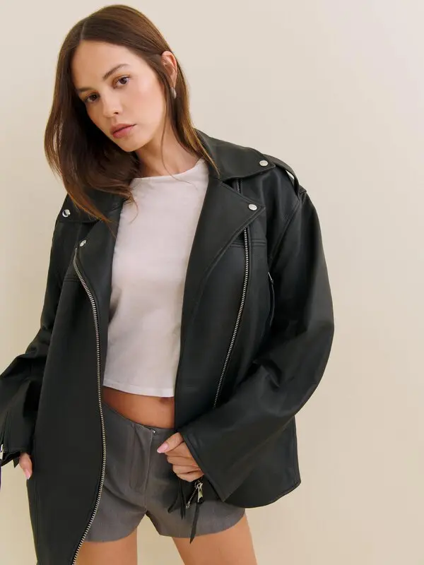 REFORMATION Veda Doyer Leather Jacket