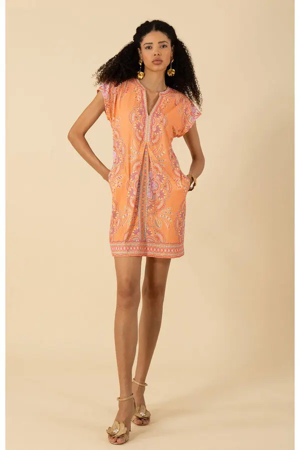 Hale Bob Jada Jersey Beaded Dress - Orange