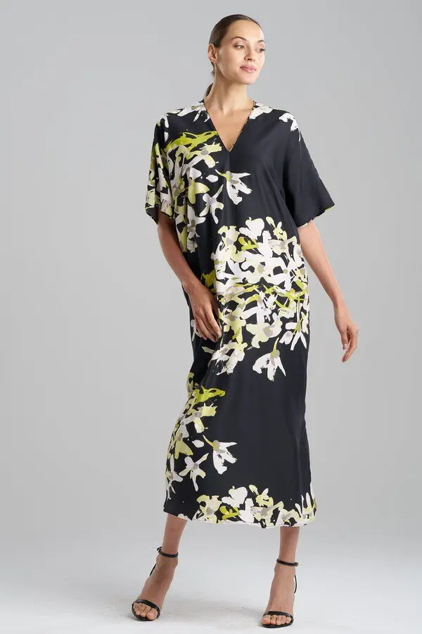 Natori Sumi-e Printed Caftan - Black