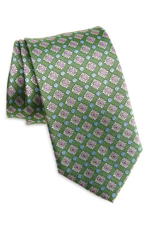 David Donahue Floral Medallion Silk Tie
