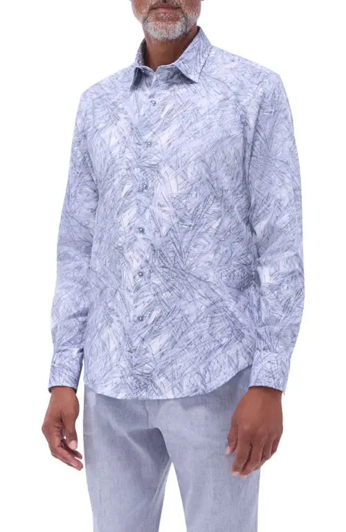 Bugatchi Julian Shaped Fit Stretch Cotton Button-up Shirt - Cobalt