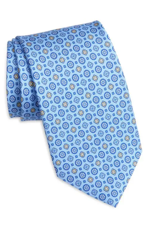 David Donahue Geometric Medallion Neck Tie - Sky