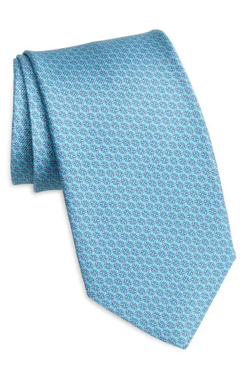 David Donahue Silk Jacquard Neck Tie - Pool