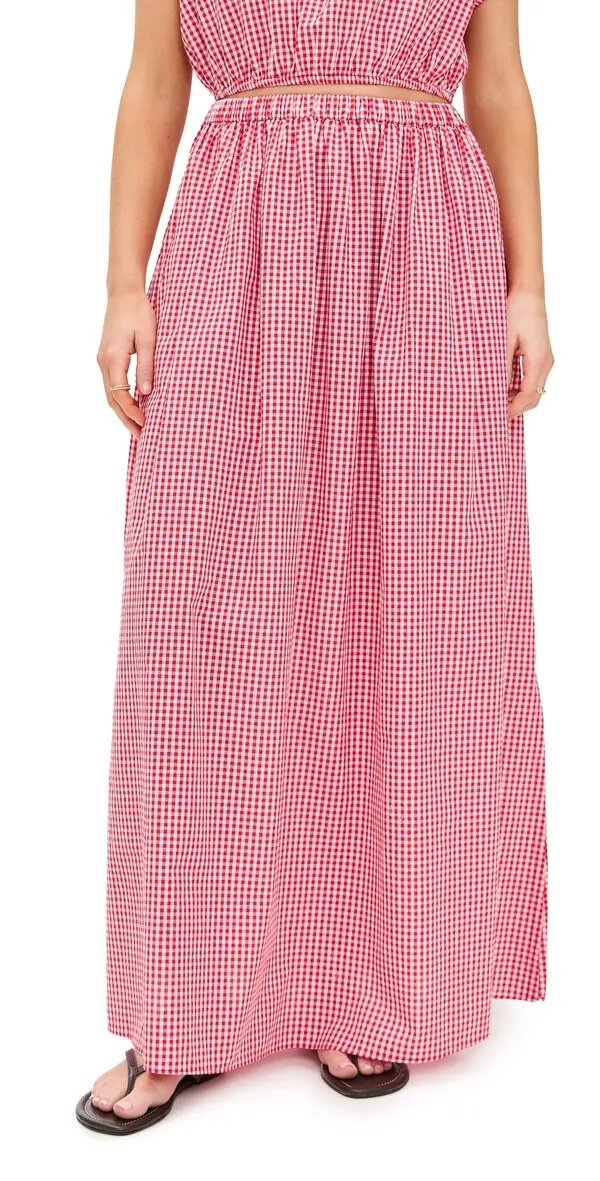 Playa Lucila Gingham Maxi Skirt - Red Gingham