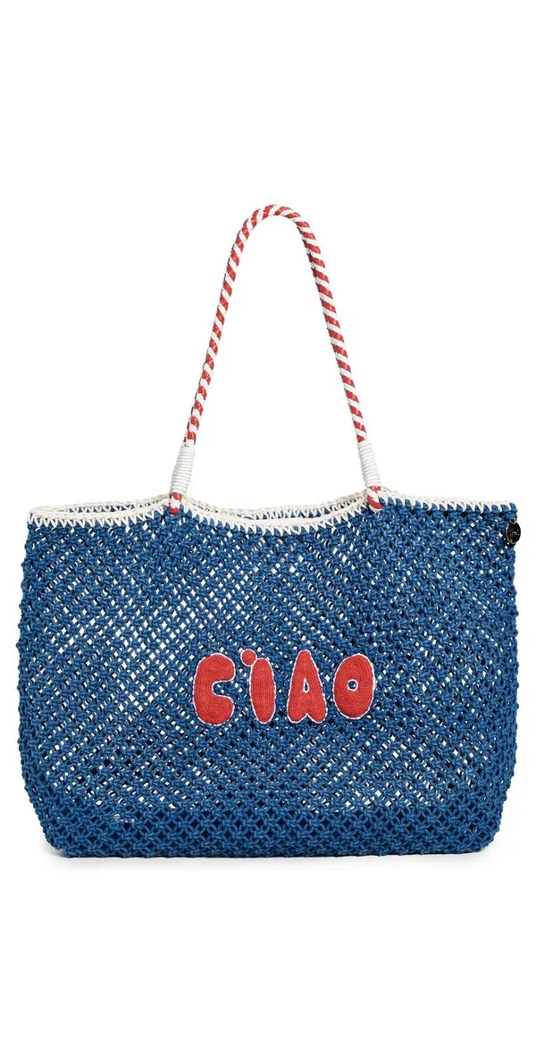 Clare V. L'ete Tote - Cobalt W/ Poppy & Cream Ciao