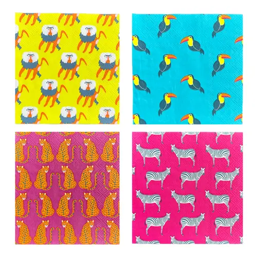 JOLLITY & CO Jungle Animals Large Napkins - Assorted Pre-pack