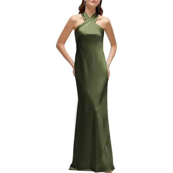 After Six Bias Cut Stretch Satin Charmeuse Gown