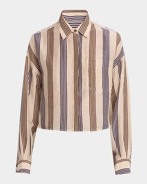 Rag & Bone Beatrice Cropped Shirt - Crmstripe