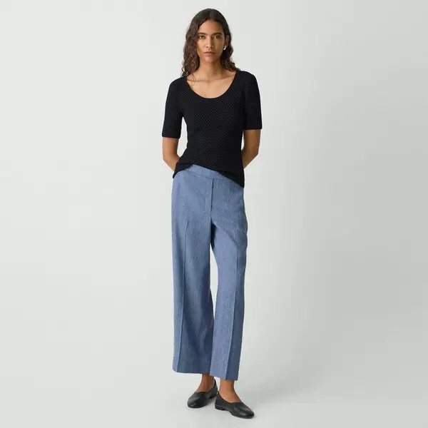 Theory Relaxed Pull-on Linen Trousers - Light Denim