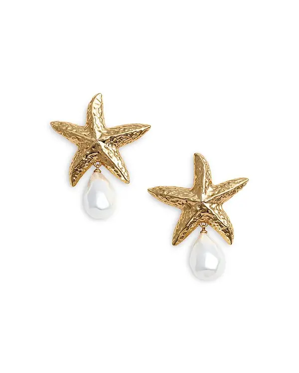SELF-PORTRAIT Imitation Pearl Starfish Drop Earrings
