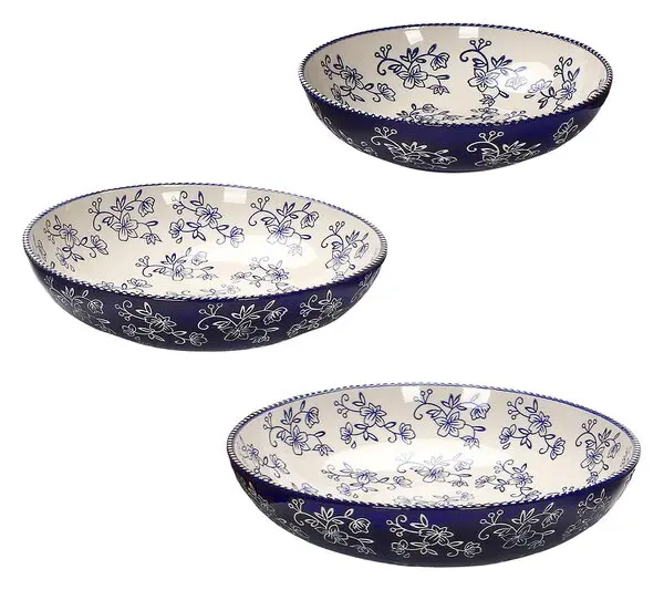 TEMP-TATIONS Floral Lace Set Of 3 Shallownesting Bowls