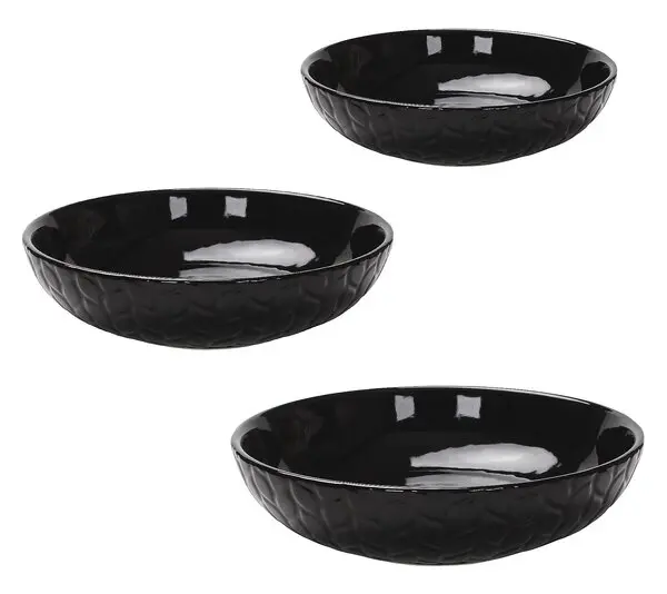 TEMP-TATIONS Carved Willow Set Of 3 Shallow Nesting Bowls
